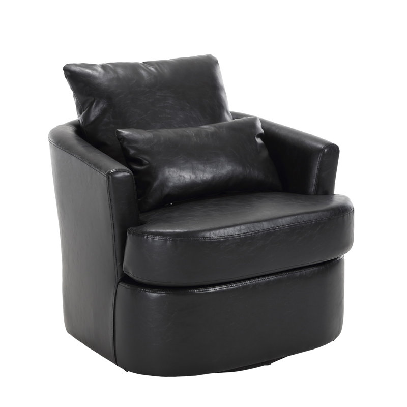 Swivel Barrel Chair Red Barrel Studio Upholstery Color Black